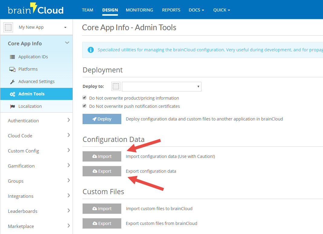 Import/Export Game Data | brainCloud Docs